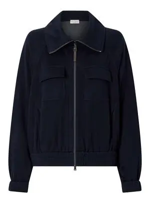 Brunello Cucinelli Brunello Cucinelli Cotton-Blend Jacket With Silk Navy
