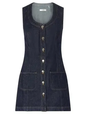 FRAME Paneled Recycled Denim Mini Dress - Blue