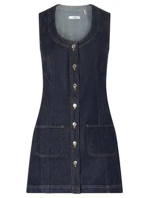 FRAME Paneled Recycled Denim Mini Dress - Dark Denim
