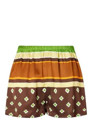 Faithfull The Brand Tia Printed Satin Shorts - Brown