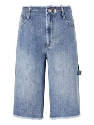 Tibi Mid-rise Denim Bermuda Shorts - Blue