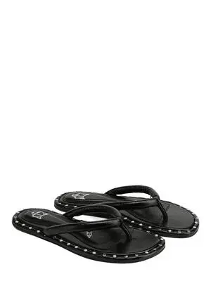 NAKED WOLFE Grenada Studded Padded Flip Flops - Black