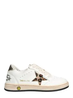 GOLDEN GOOSE Golden Goose Ball Star Leopard Print Leather Sneakers White