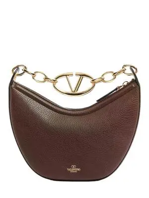 Valentino Garavani Mini Vlogo Moon Bag In Grainy Calfskin - Brown