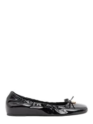 Valentino Garavani Vlogo Signature Patent-leather Ballerinas - Black