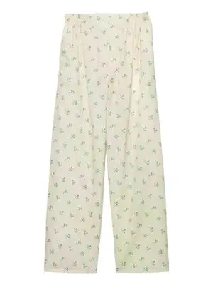 Prada Floral Print Wide Leg Trousers - Neutrals