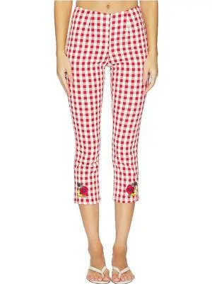 LISA SAYS GAH Embellished Gingham Cropped Trousers - Cherry