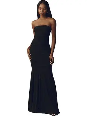 Norma Kamali Shirred Fishtail Gown - Black