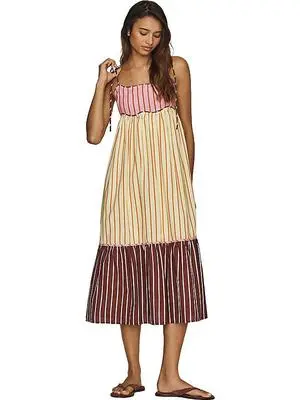English Factory Babydoll Midi Dress - Yellow Pattern