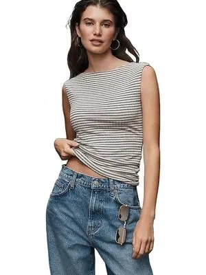 Rag & Bone Luca Stripe Sleeveless Top - Ivory Stripe