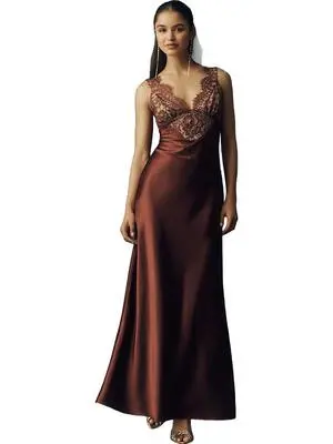 Bardot Torie Lace Slip Maxi Dress - Deep Red