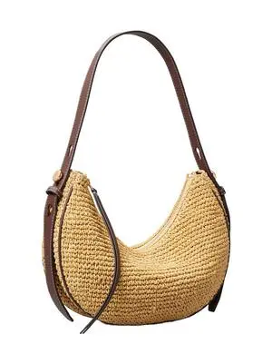 Tory Burch Romy Woven Half Moon Bag - Natural