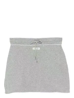 MARINE SERRE Drawstring Waist Jersey Skirt With Logo Patch - Grey