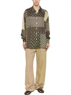 THE SHIRT Patchwork Geometric-print Shirt - Brown