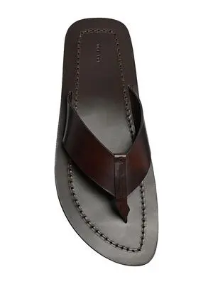 THE ROW Leather Slip-on Sandals - Lacquer Brown