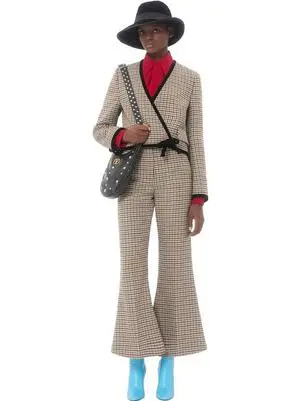 Valentino Garavani Houndstooth Flare Pants - Brown / Neutral