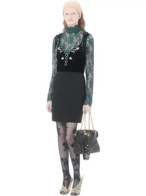 Valentino Garavani Embroidered Crepe Couture Short Dress - Black