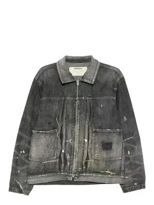 NEIGHBORHOOD Distressed Paint-splatter Denim Jacket - Black