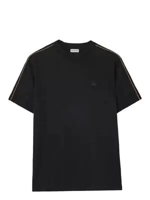 Burberry Check Piping Cotton T-shirt - Black