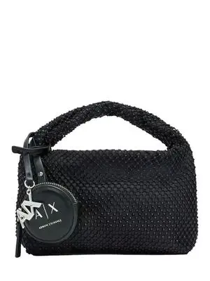 Armani Exchange Rhinestone Embellished Mesh Mini Crossbody Bag - Black