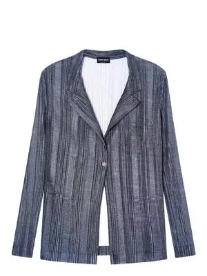 Giorgio Armani Plissé-effect Single-breasted Jacket - Blue