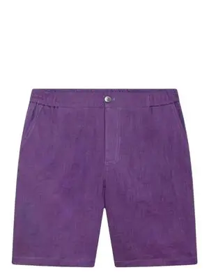 Alpha Studio Linen Canvas Bermuda Shorts - Purple