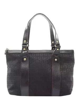 Fendi Zucchino Canvas Handbag - Black
