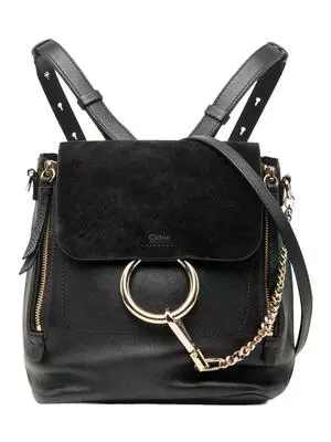 Chloé Faye Backpack In Calfskin And Suede - Black