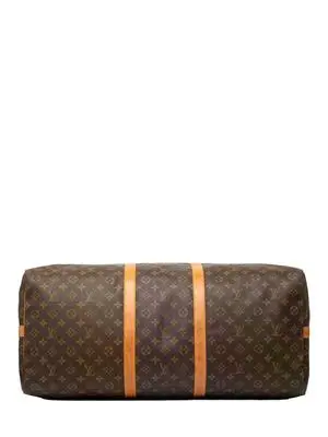 LOUIS VUITTON Monogram Keepall Bandouliere 60 Travel Bag - Brown