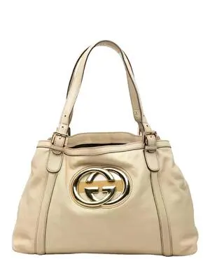 Gucci Calfskin Dialux Britt Tote Bag - Brown