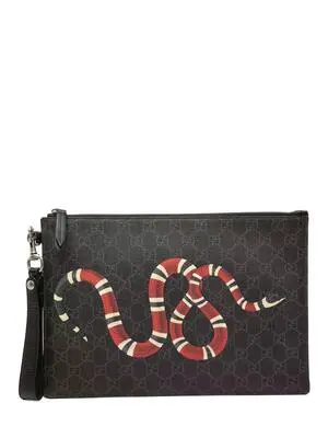Gucci Gg Supreme Kingsnake Clutch Bag - Black