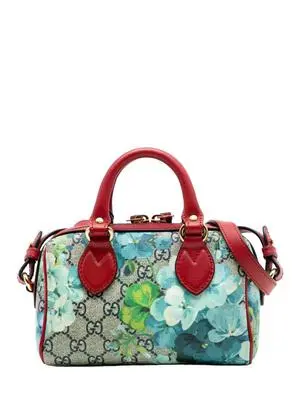 Gucci Mini Gg Supreme Blooms Boston Bag Satchel - Red