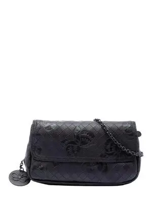 Bottega Veneta Small Intrecciomirage Embossed Butterfly Chain Crossbody Bag - Black
