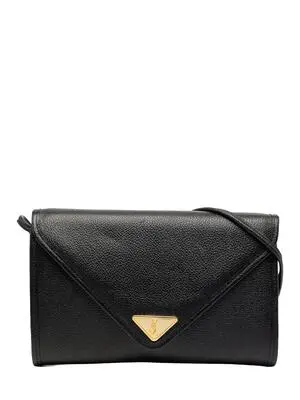 Saint Laurent Leather Envelope Flap Crossbody Bag - Black