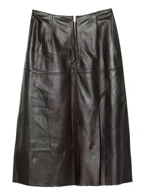 YVES SALOMON Lambskin Wrap Skirt - Brown