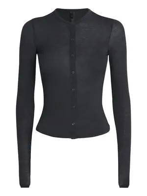 SKIMS Sheer Modal Cardigan With Long Sleeves - Black