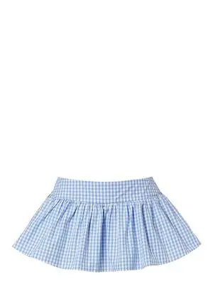 SHUSHU/TONG Gathered Gingham Cotton Skort - Blue