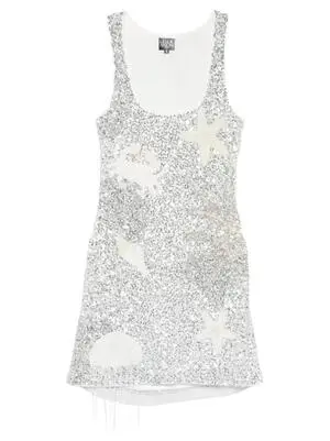 LESLIE AMON Mermaid Sequin Mini Dress - Silver