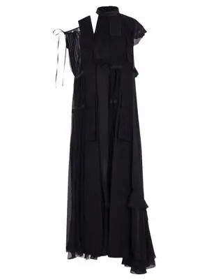 Sacai Asymmetrical Ruffled Dress - Black