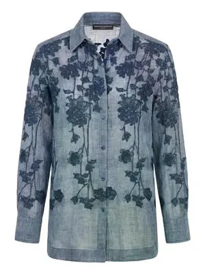 Ermanno Scervino Embroidered Linen Shirt - Blue