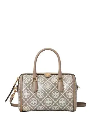 Tory Burch T Monogram Coated-jacquard Petite Barrel Bag - Grey