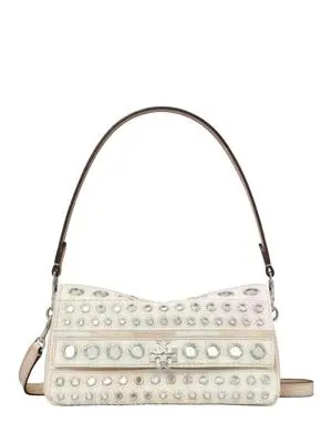 Tory Burch Small Charlie Embellished Shoulder Bag - Neutrals