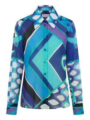 Emilio Pucci Geometric Print Cotton Shirt - Blue