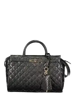 Guess Idra 4g Quilted Logo-embossed Tote Bag - Black