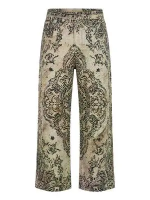 R13 Paisley Print Distressed Trousers - Neutrals