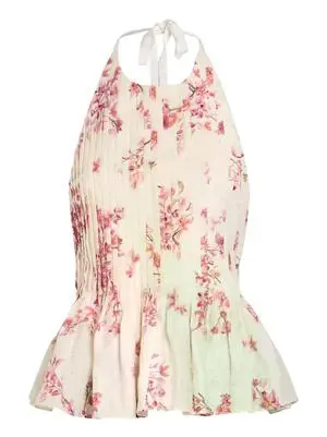 Agua Bendita Caña Cauca" Floral Print Halterneck Top - Neutrals