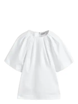 Cos Gathered Short-sleeved Cotton Top - White
