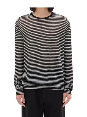 ANN DEMEULEMEESTER Racin Crew Neck Light Sweater - Black, White