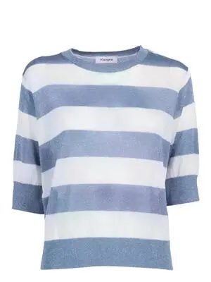 KANGRA Striped Lurex-knit Sweater - Blue