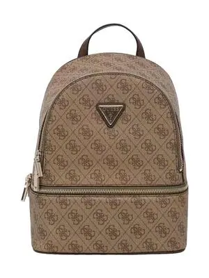 Guess Mini Follie Monogram-print Logo Plaque Backpack - Neutrals